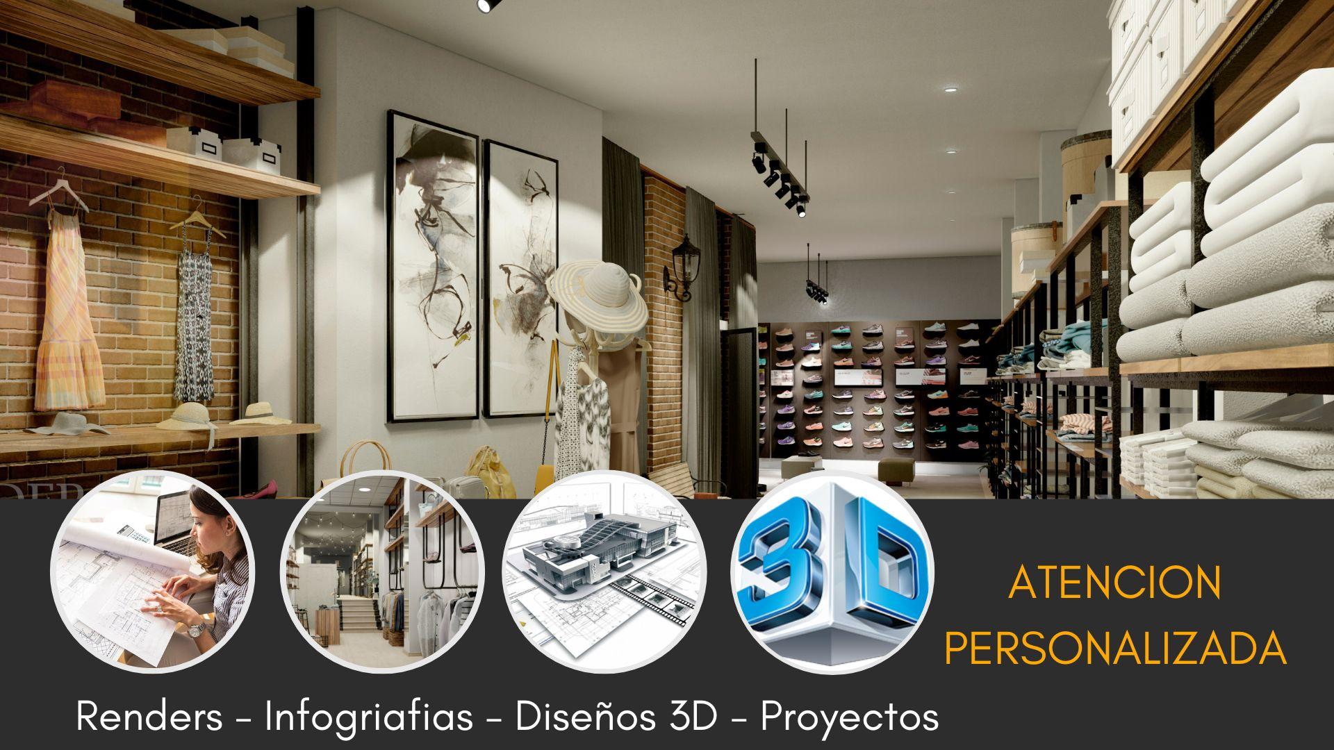 Renders locales comerciales 3D - render de locales comerciales-