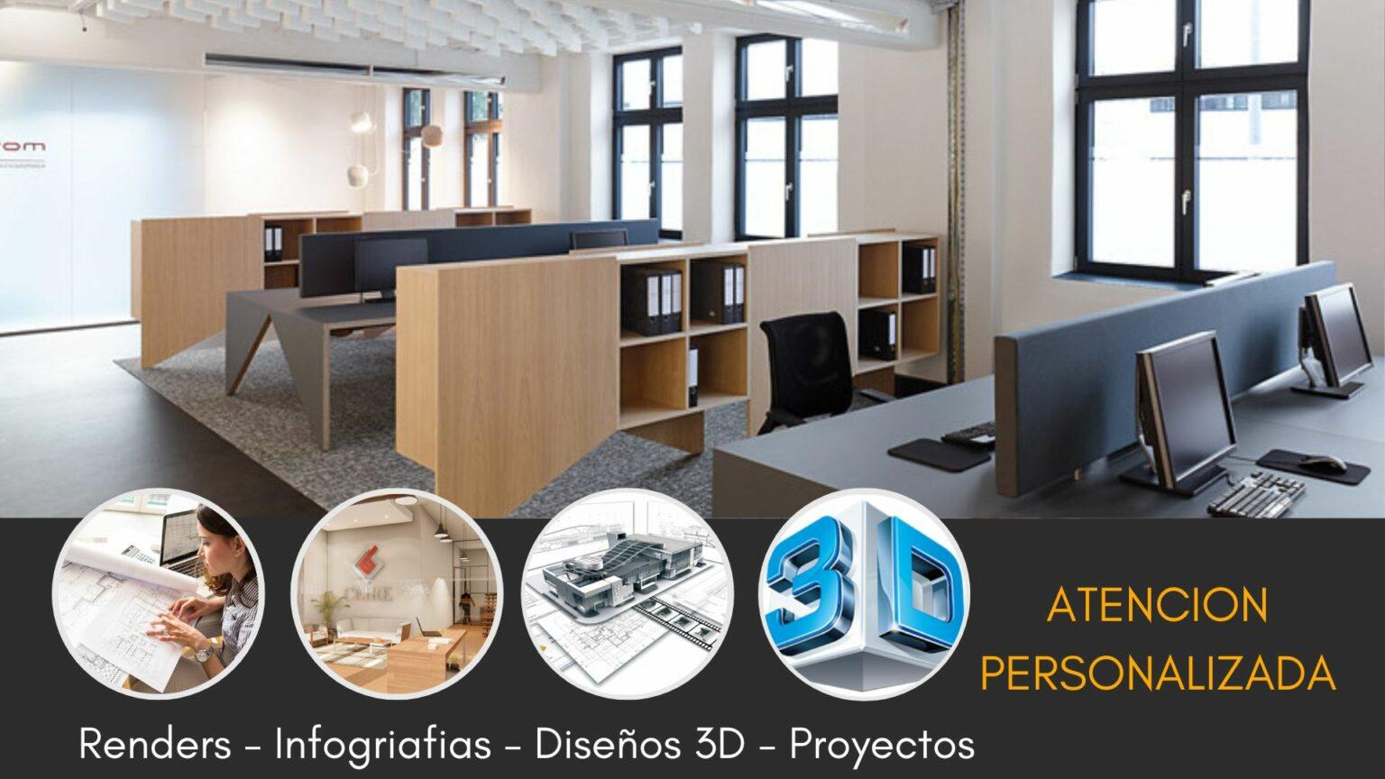 Renders oficinas 3D - Render oficina - Renders de oficinas